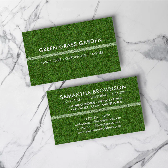 Gardening Lawn Grass Football Landscape Business Card | Zazzle