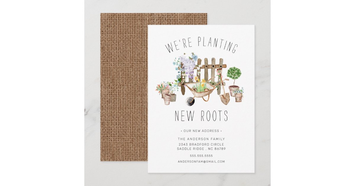 Gardening Planting New Roots Moving Announcement | Zazzle