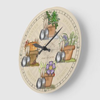 Gardening Seasons Potting Shed Large Clock | Zazzle