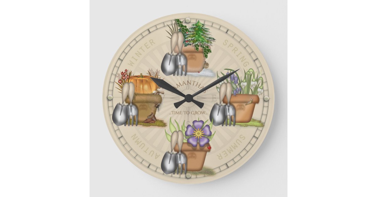 Gardening Seasons Potting Shed Large Clock | Zazzle