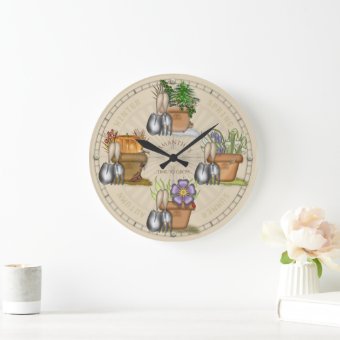 Gardening Seasons Potting Shed Large Clock | Zazzle