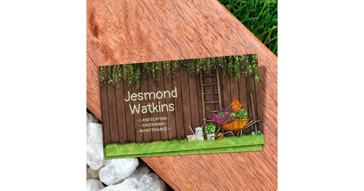 Gardening Services Watercolor Art Business Card | Zazzle