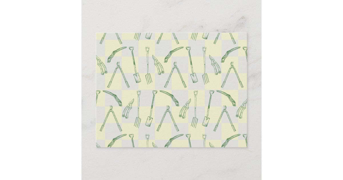 Gardening tools Pattern Postcard | Zazzle