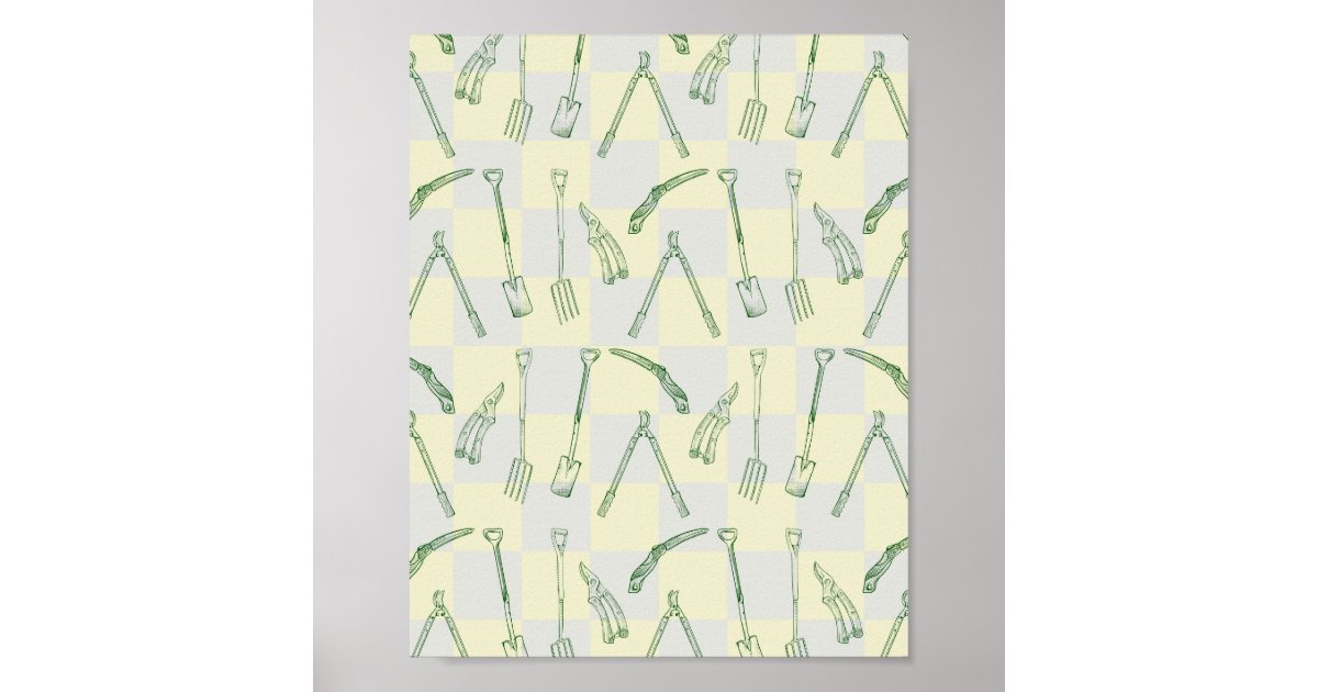 Gardening tools Pattern Poster | Zazzle