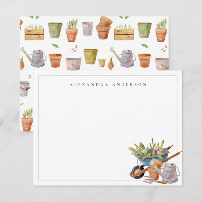 Gardening Tools Personal Stationery Note Card | Zazzle
