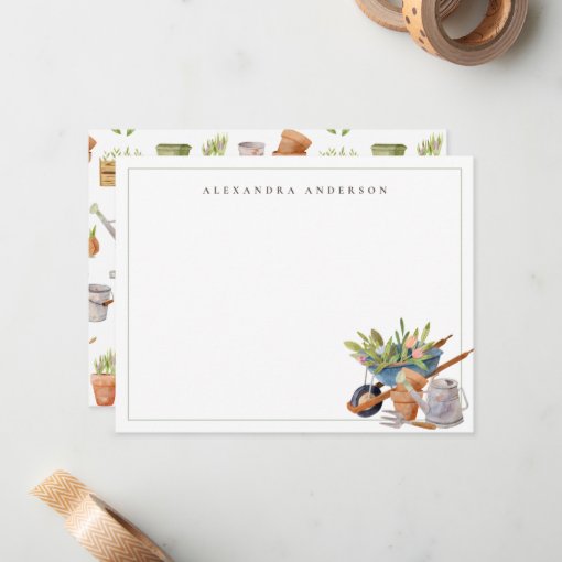Gardening Tools Personal Stationery Note Card | Zazzle