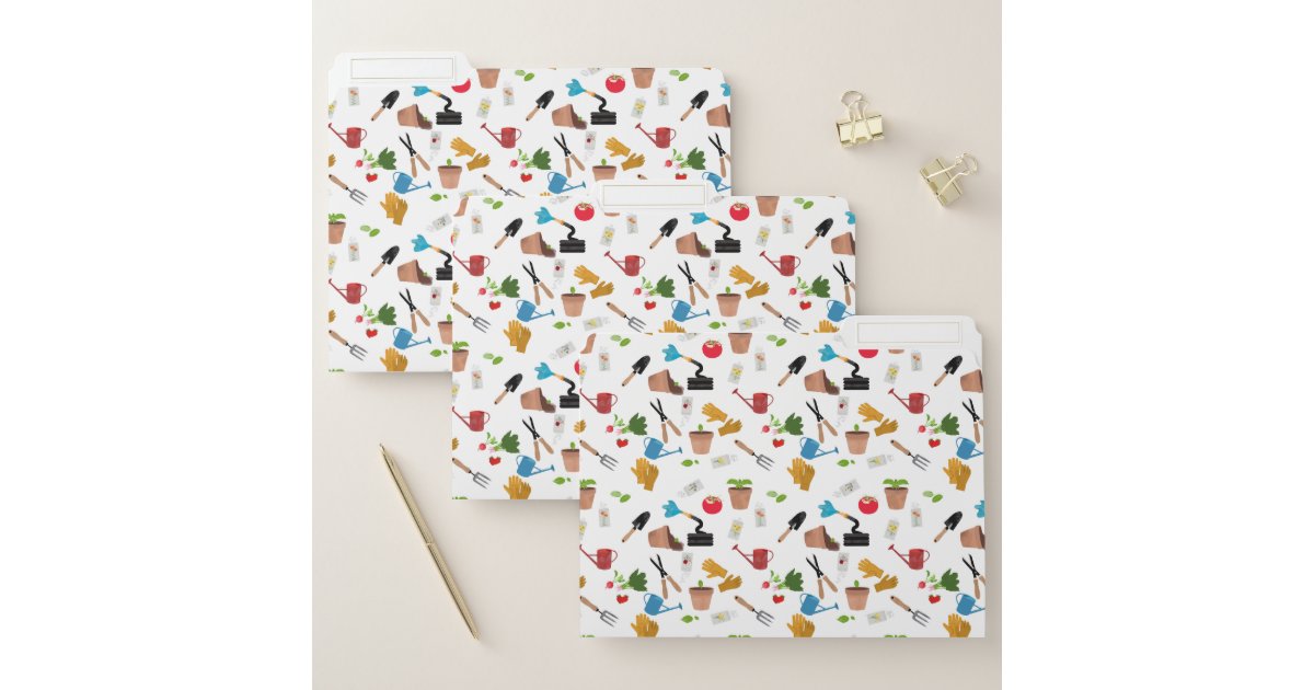 Gardening Tools Plants Gardener Nursery Pattern File Folder | Zazzle