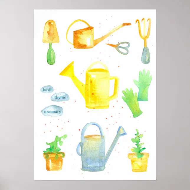 Gardening Tools Plants Watering Can Poster | Zazzle