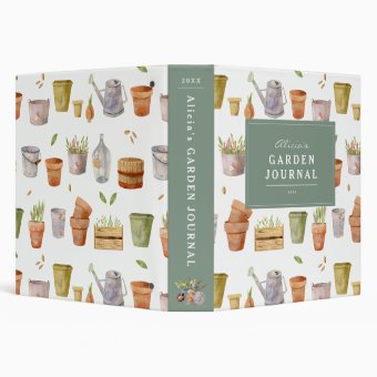 Gardening Tools Watercolor Garden Journal 3 Ring Binder | Zazzle