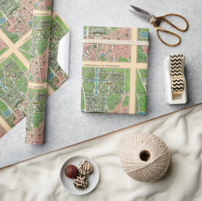 Gardens of Versailles, Restored Vintage 1920 Wrapping Paper | Zazzle