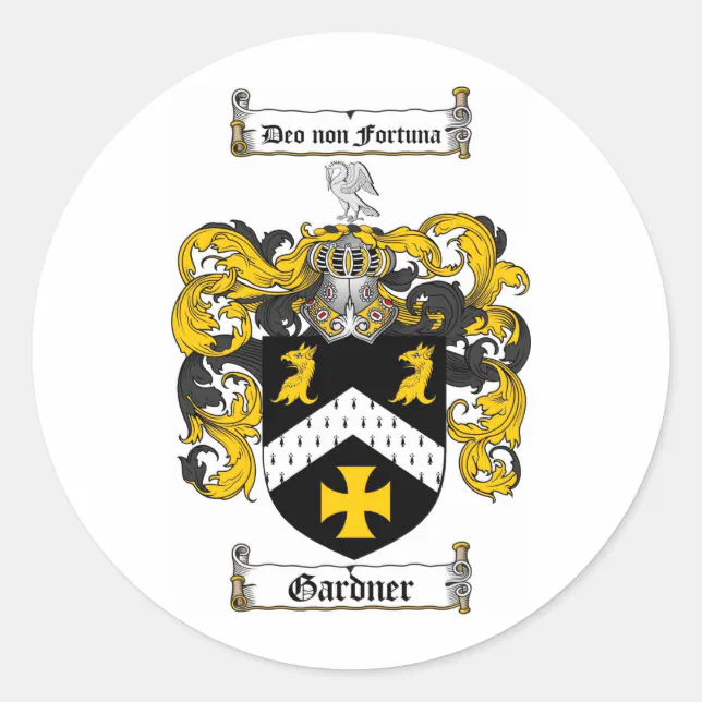 GARDNER FAMILY CREST - GARDNER COAT OF ARMS CLASSIC ROUND STICKER | Zazzle