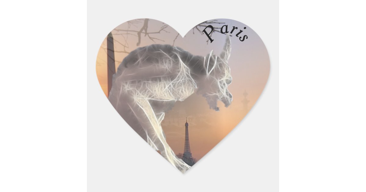 Gargoyle of Paris Heart Sticker | Zazzle