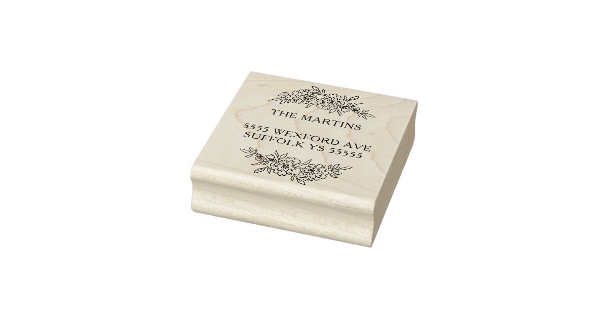 Garlands Address Design Rubber Stamp | Zazzle