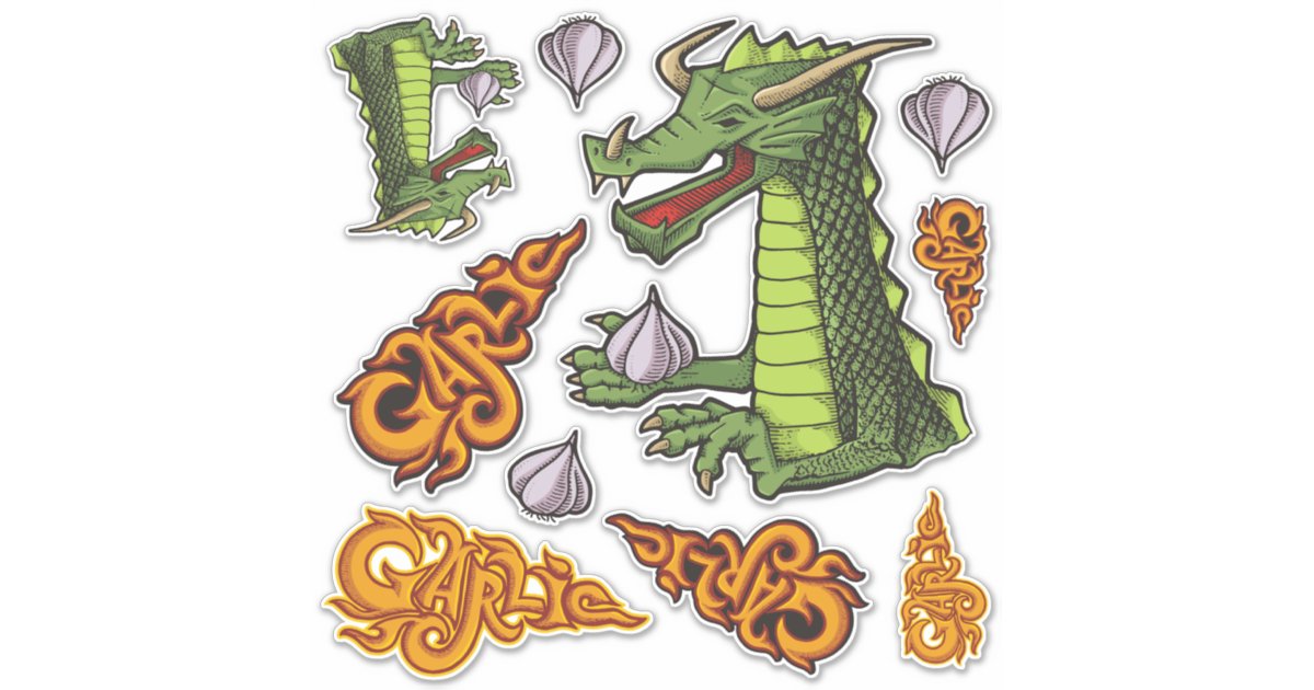 Garlic Dragon Sticker Set | Zazzle