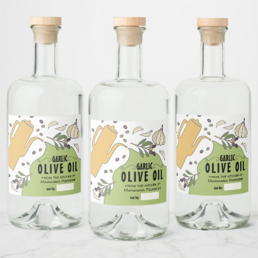 Garlic olive flavored olive oil home canning label | Zazzle