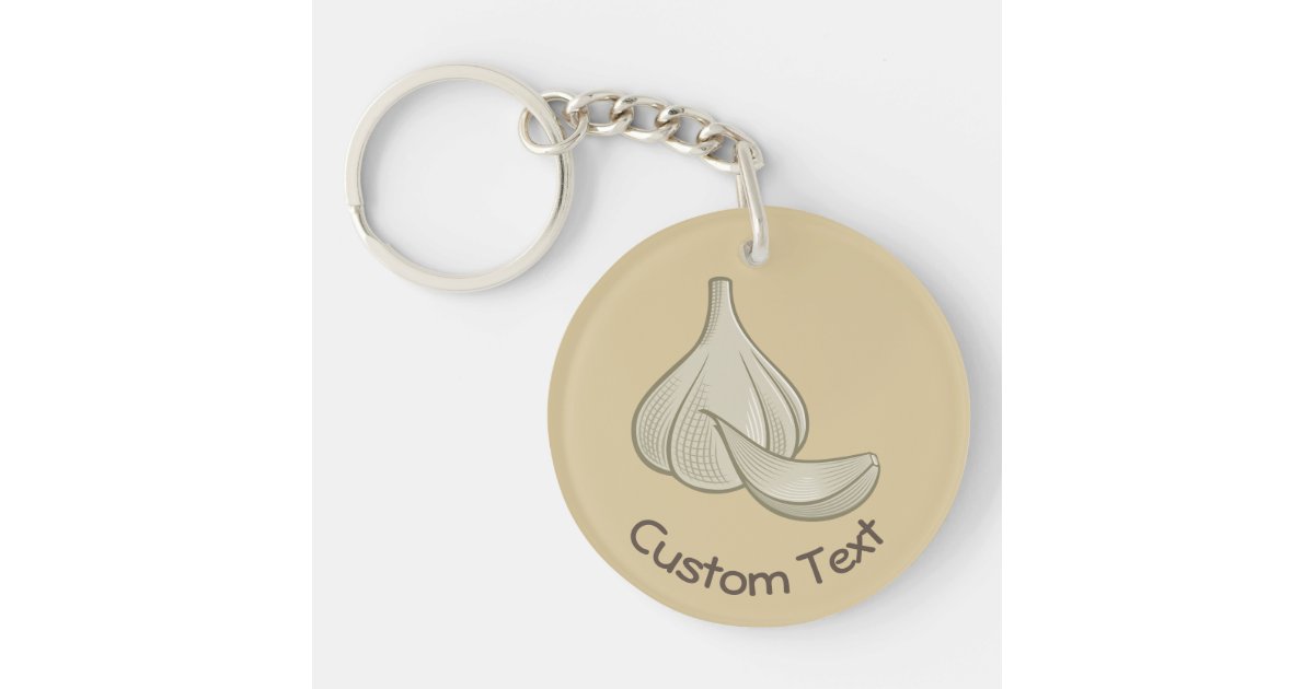 Garlic Woodcut Icon Keychain | Zazzle