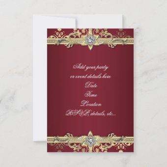 Garnet Ruby Red Gold Black Damask Party Invitation | Zazzle