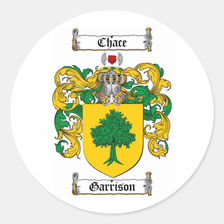 GARRISON FAMILY CREST - GARRISON COAT OF ARMS CLASSIC ROUND STICKER ...