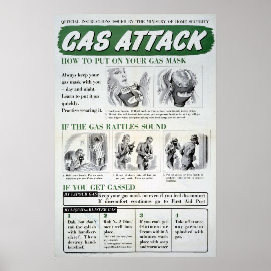 Gas Attack poster, WWII Poster | Zazzle.com