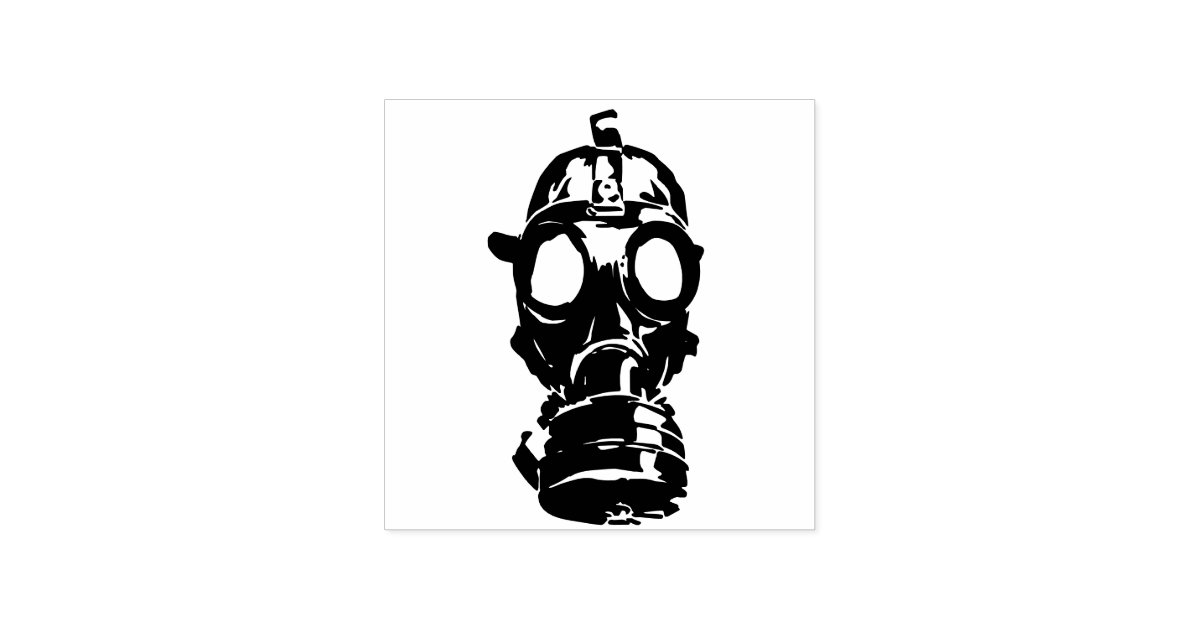 Gas mask rubber stamp | Zazzle