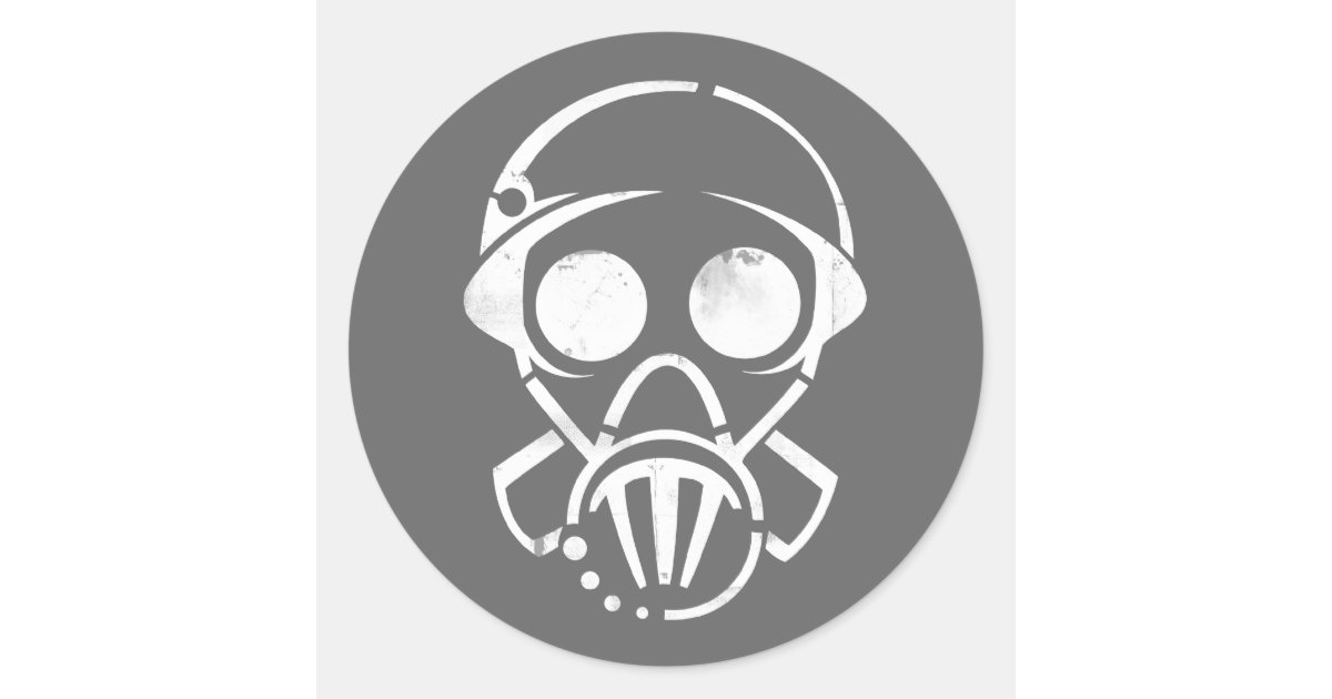 gas mask [sticker] classic round sticker | Zazzle