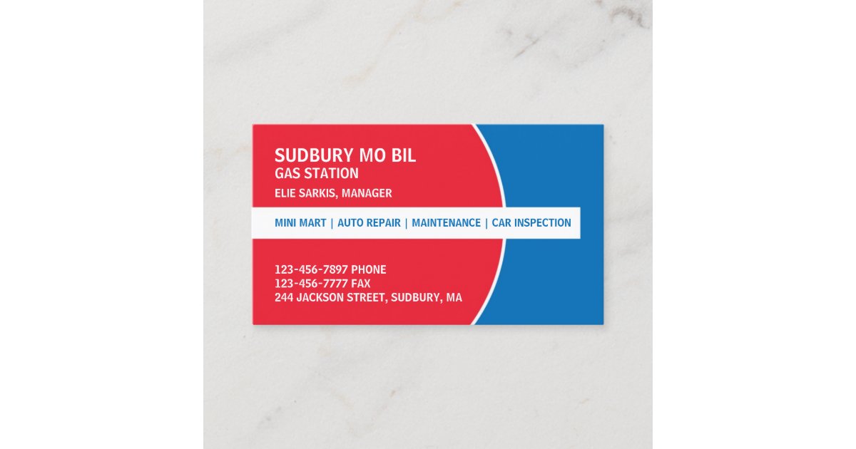 Gas Station Business Card Zazzle gas-station-business-card-zazzle