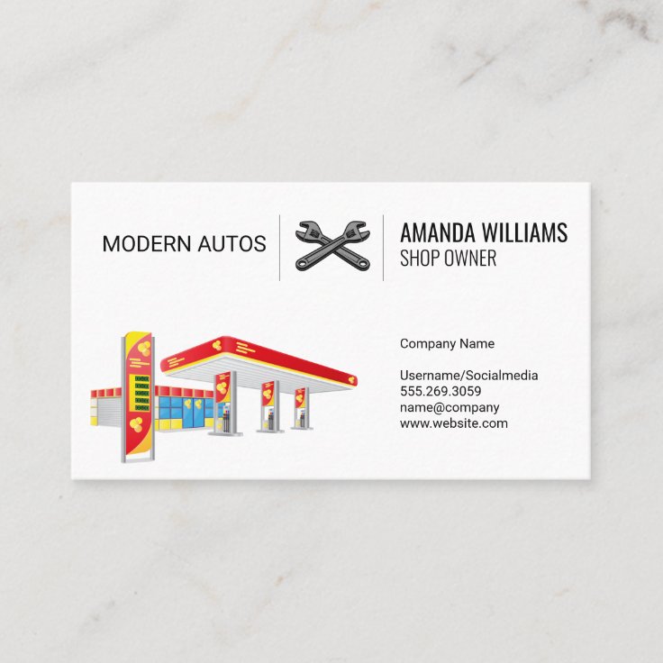 Gas Station | Convenient Store | Wrenches Business Card | Zazzle