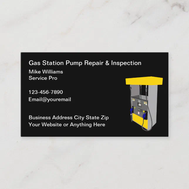Gas Station Pump Repair And Service Business Cards | Zazzle