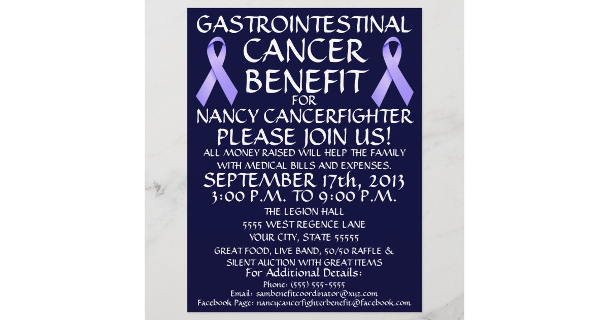 Gastrointestinal Cancer Ribbon Benefit Flyer | Zazzle