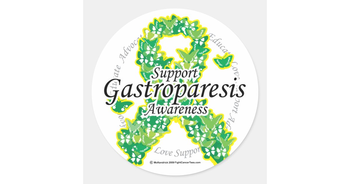 Gastroparesis Butterfly Ribbon Classic Round Sticker | Zazzle