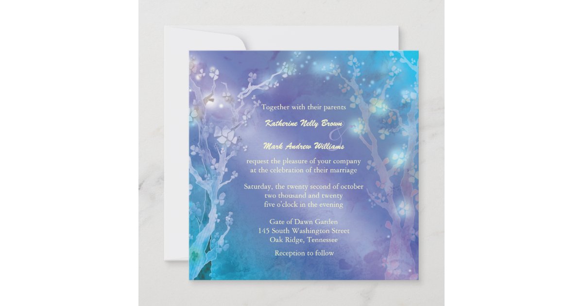 Gate of Dawn Shimmering Blue Wedding Invitation | Zazzle