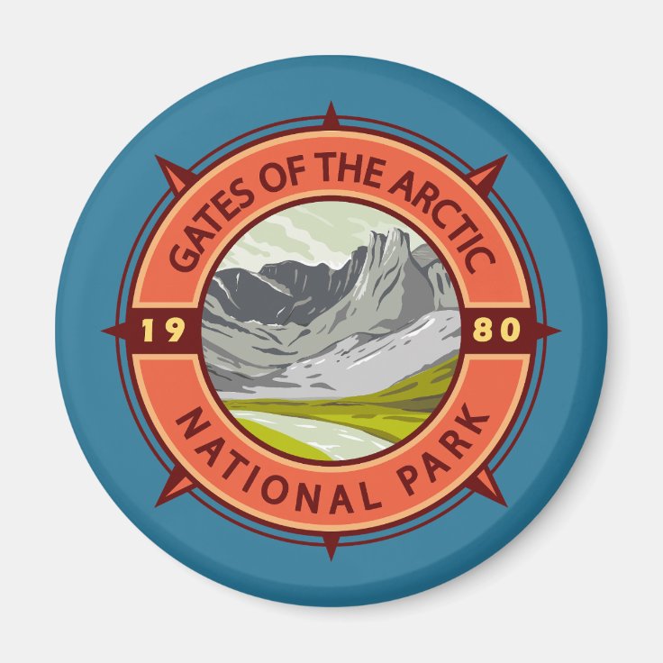 Gates of the Arctic National Park Retro Compass Magnet | Zazzle