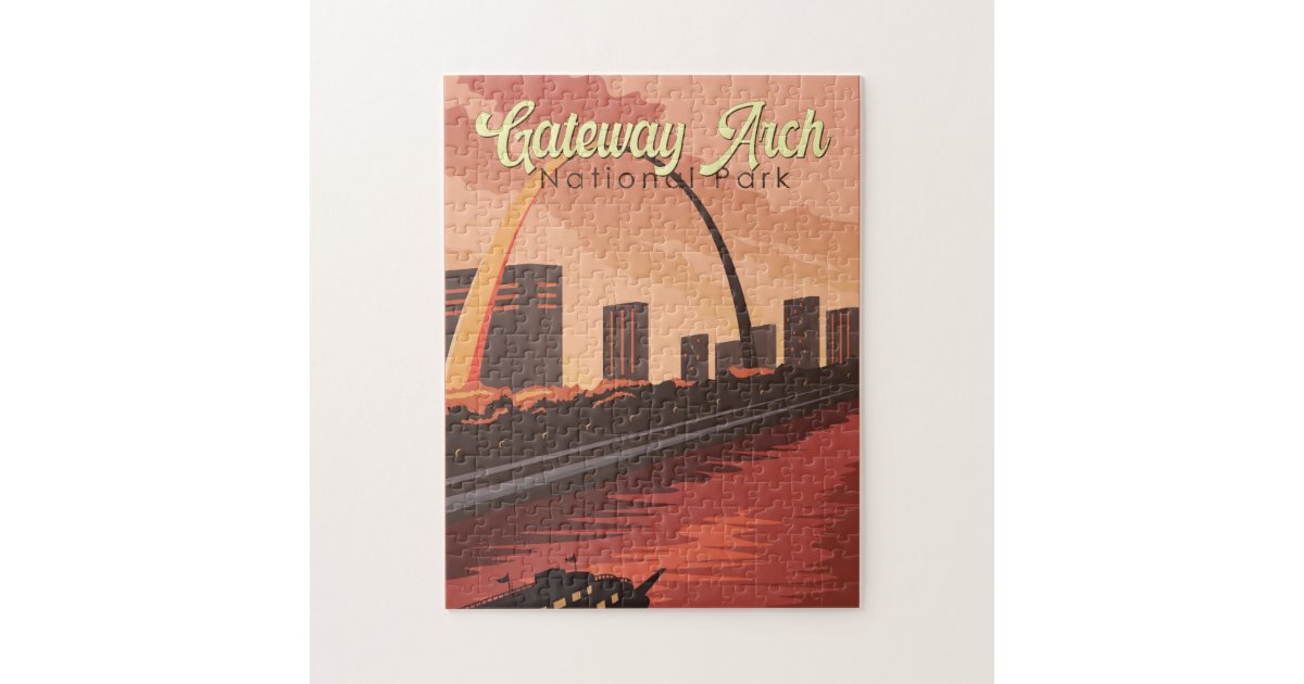 Gateway Arch National Park Illustration Travel Art Jigsaw Puzzle | Zazzle