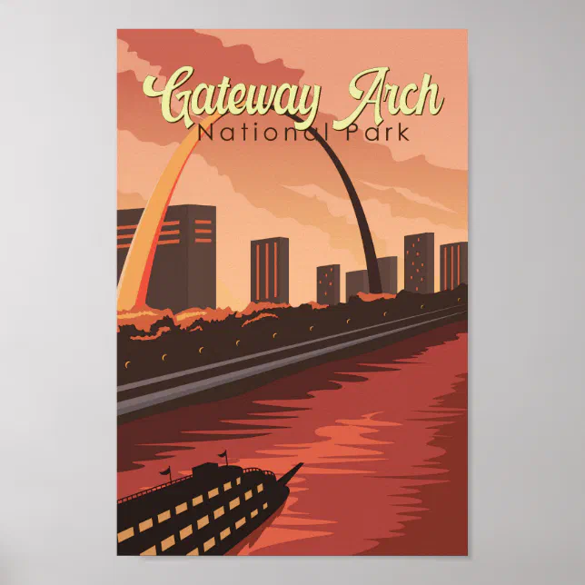 Gateway Arch National Park Illustration Travel Art Poster | Zazzle