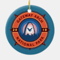 Gateway Arch National Park Retro Compass Emblem Ceramic Ornament | Zazzle