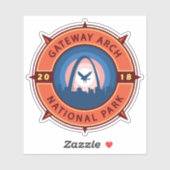Gateway Arch National Park Retro Compass Emblem Sticker | Zazzle