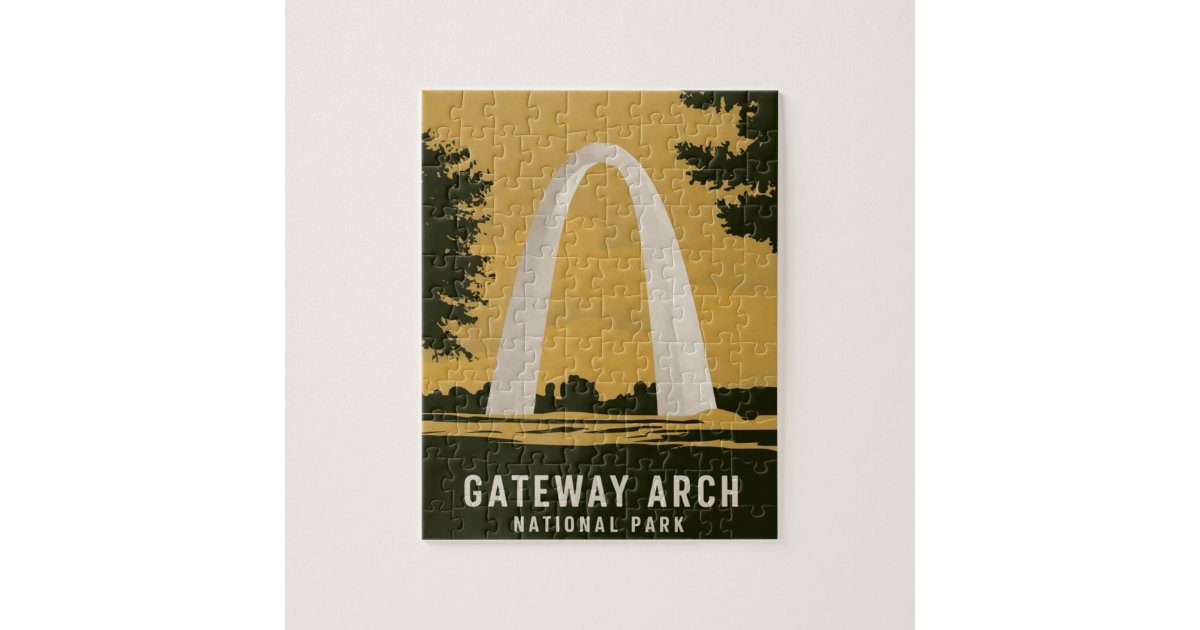 Gateway Arch National Park Retro Travel Art Jigsaw Puzzle | Zazzle
