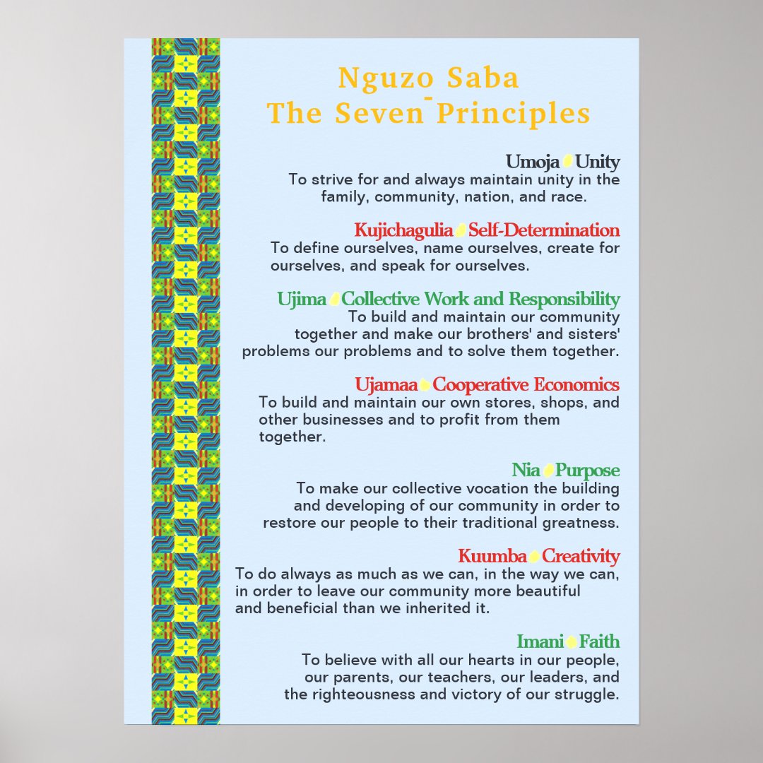 Gather ‘Round Kwanzaa Creations Nguzo Saba Poster | Zazzle