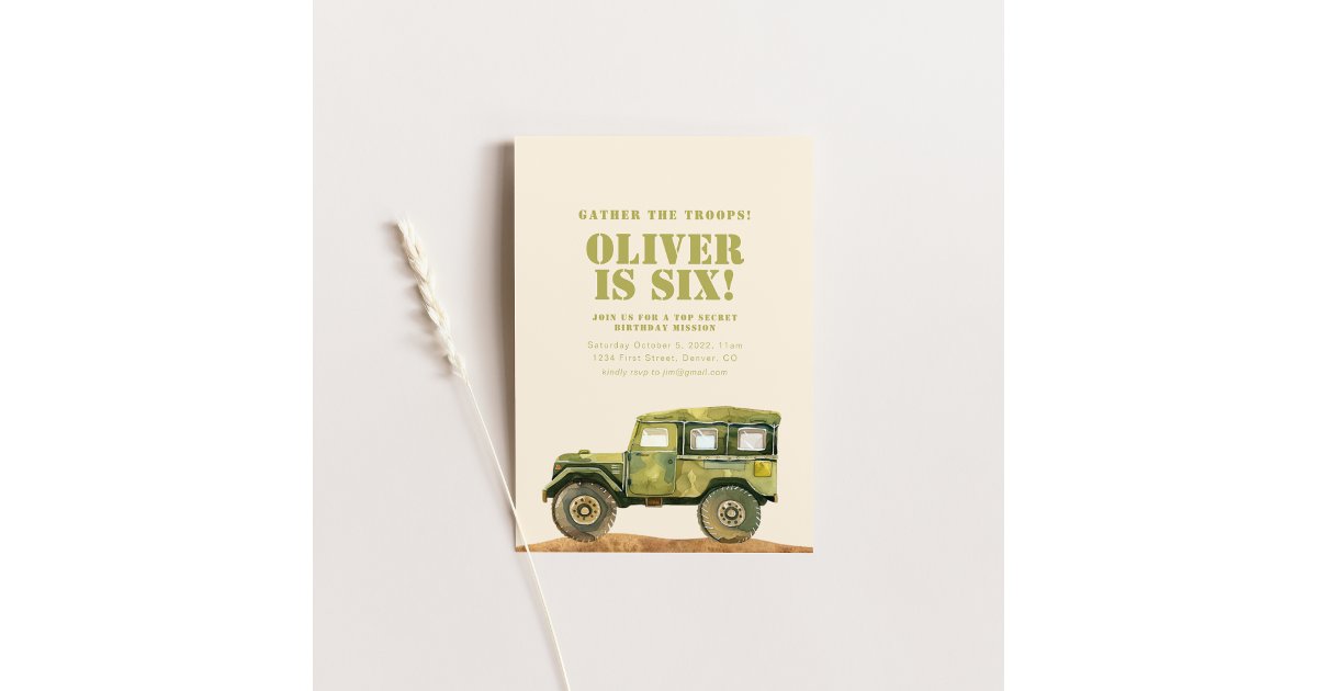 Gather the Troops Military Birthday Invite | Zazzle