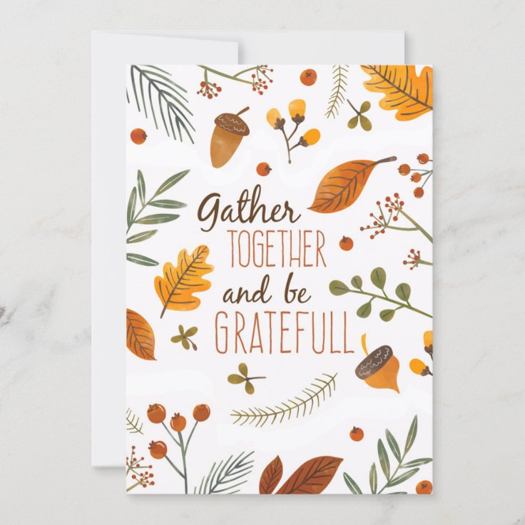 Gather Together and Be Grateful Thanksgiving Invit Invitation | Zazzle