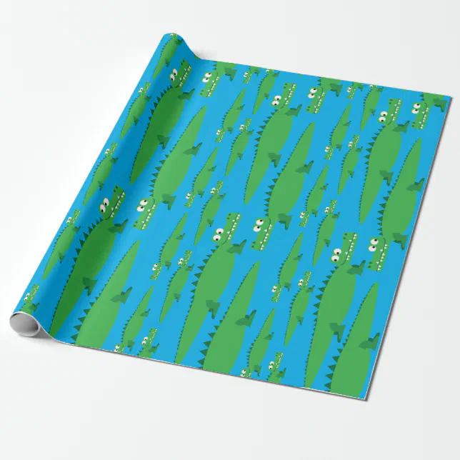 Gator Alligator Crocodile Kids 1st Birthday Party Wrapping Paper | Zazzle