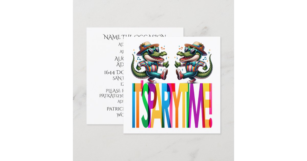 Gator Party Time Invitation | Zazzle