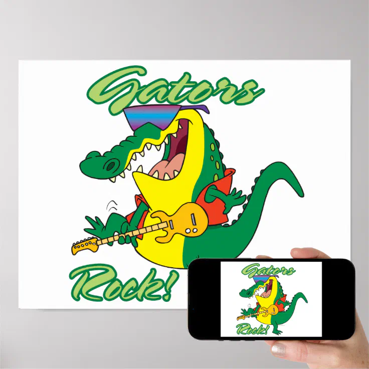 gators rock rock n roll alligator cartoon poster | Zazzle