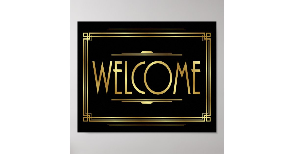 Gatsby Art Deco WELCOME Sign Print | Zazzle