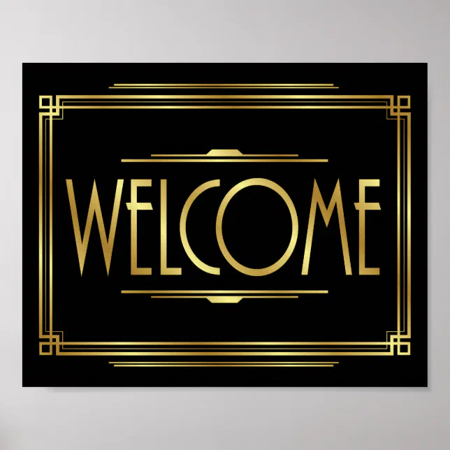 Gatsby Art Deco WELCOME Sign Print | Zazzle
