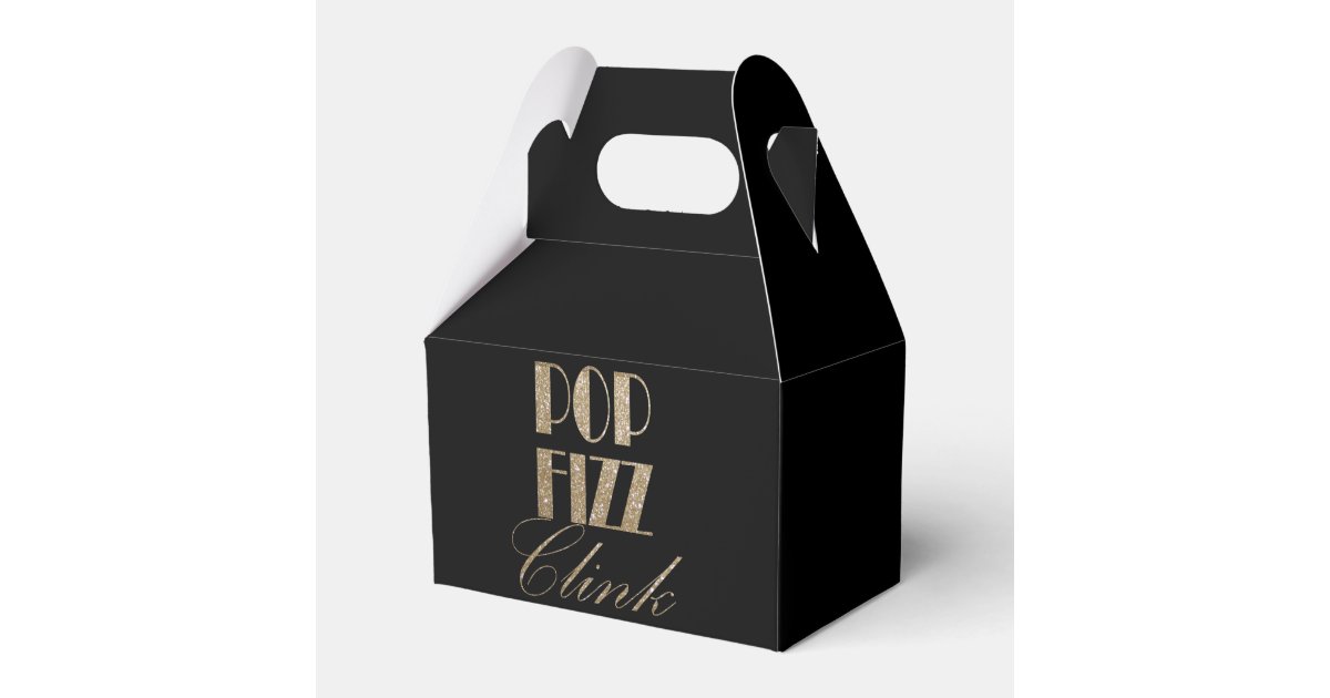 Gatsby party Gold and Black Pop Fizz Clink Favor Boxes | Zazzle