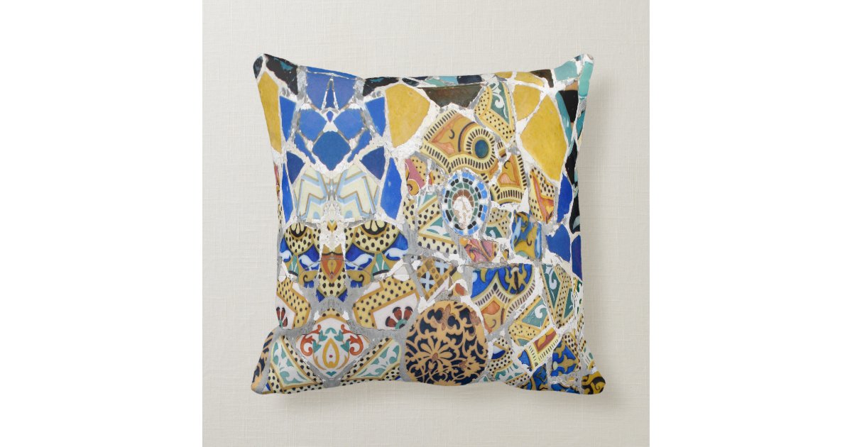 Gaudi Yellow Tiles - Mirror Throw Pillow | Zazzle.com