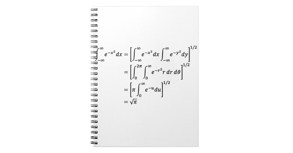gaussian integral, math and science notebook | Zazzle