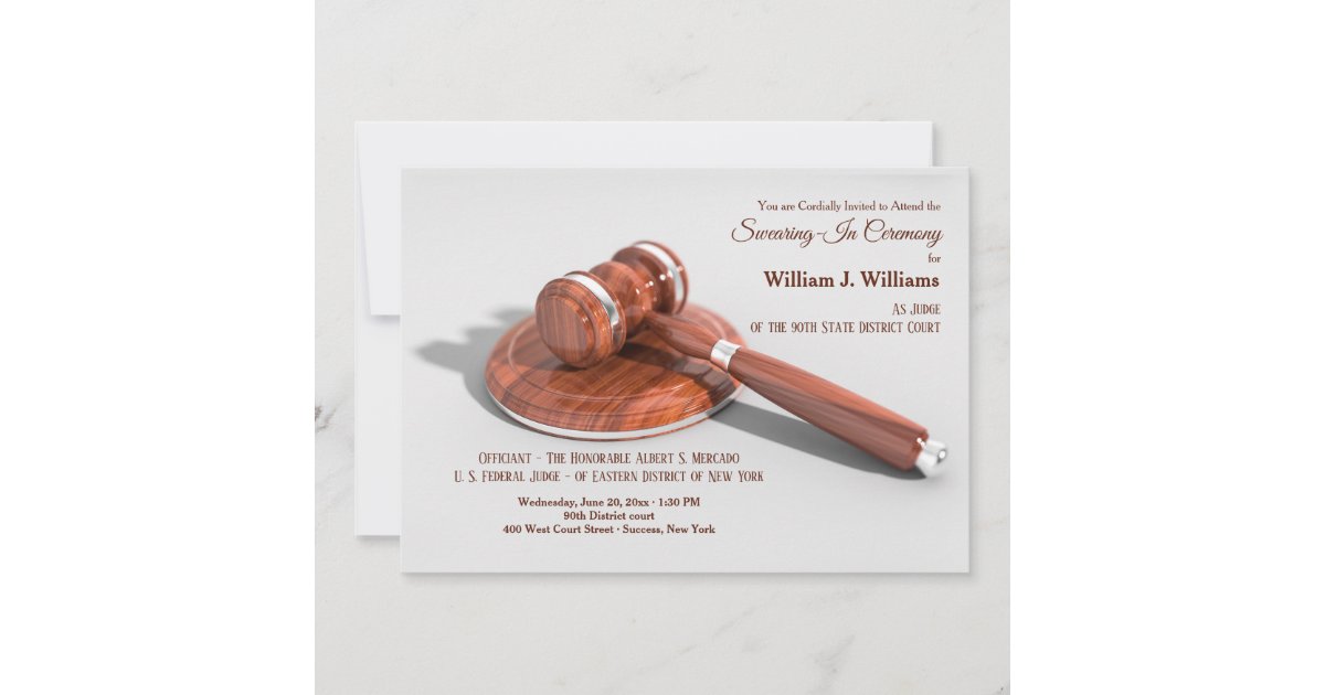 Gavel and Sound Block Swearing-In Invitation | Zazzle