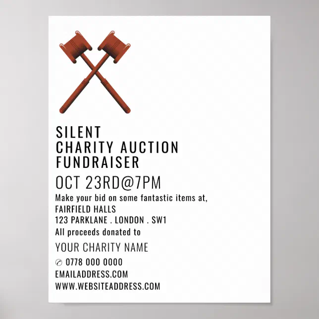 Gavels Logo, Silent Charity Auction Event Poster | Zazzle
